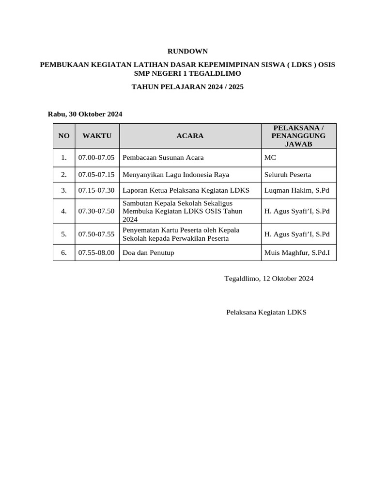 Rundown LDKS 2024 | PDF