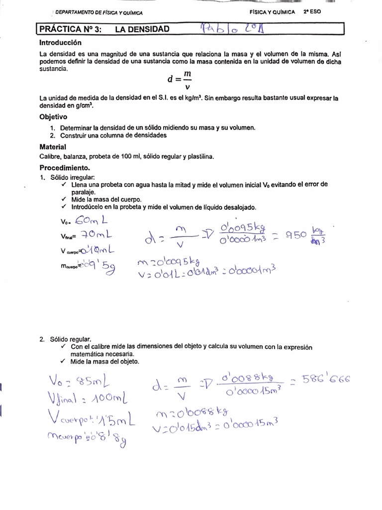 Practica 3 Densidad | PDF