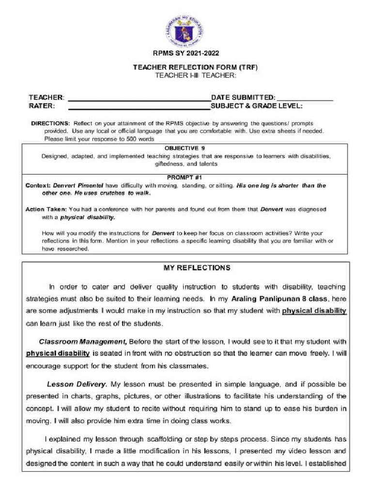 TRF Form Sample 2024 | PDF