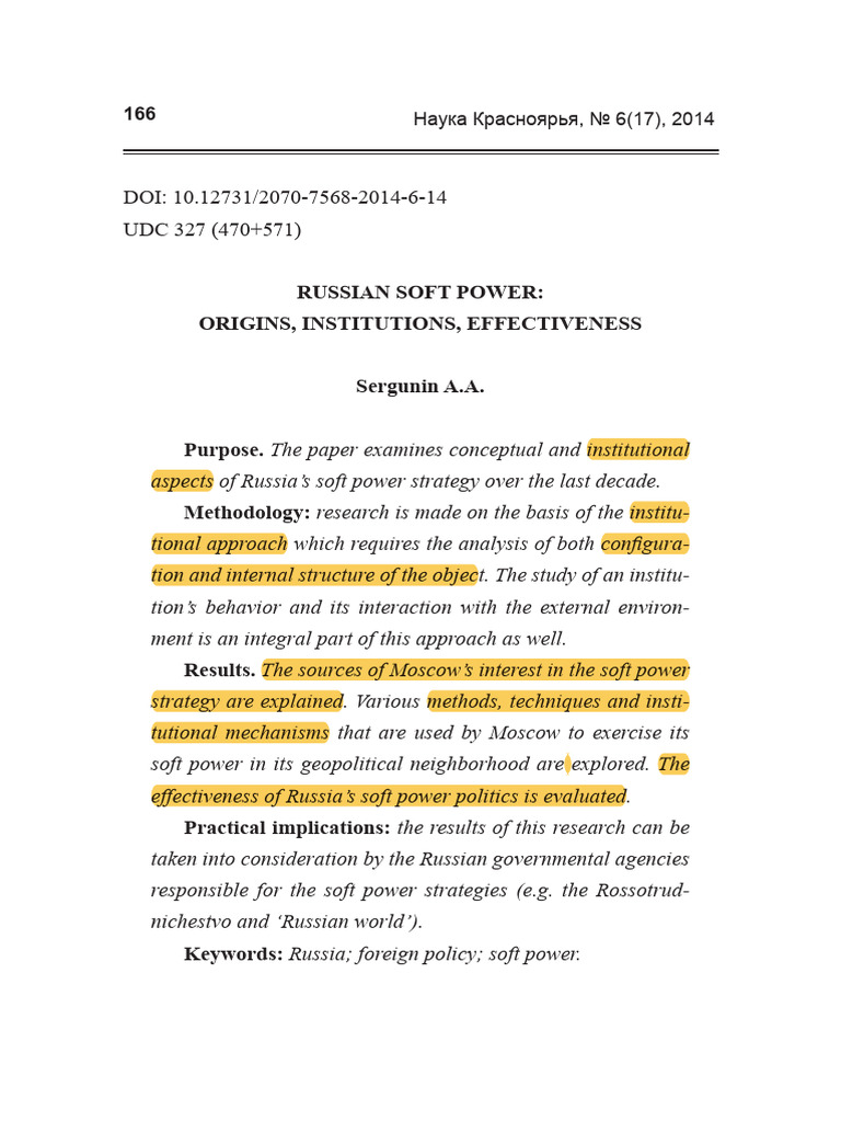 Russian Soft Power Origins Institutions Effectiveness | PDF | Soft Power | Russia