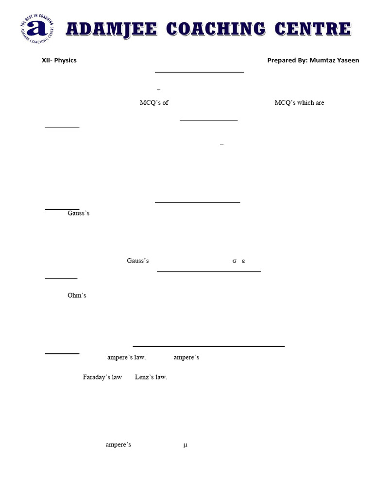All Important 2024-Adamjee Coaching Centre | PDF | Aldehyde | Gases