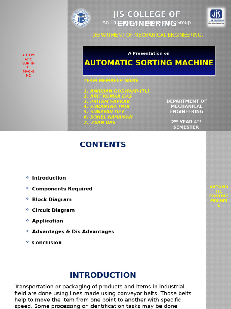 AUTOMATIC SORTING MACHINE | PDF | Mass Production | Engineering