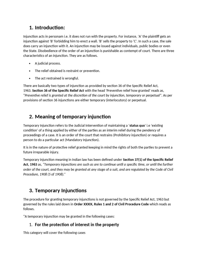 Interim injunction | PDF | Injunction | Legal Remedy