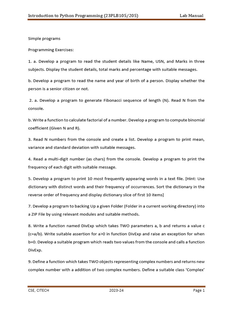 Python Manualex1, Ex2 | PDF | Directory (Computing) | Python ...