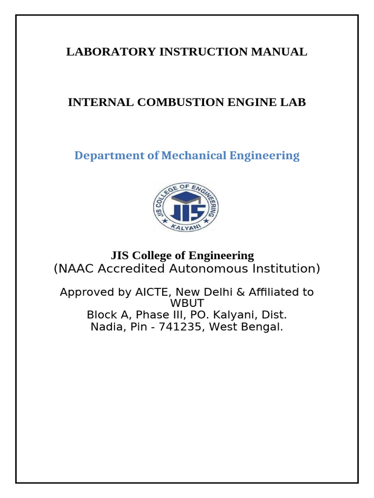 Final Lab Manual Ic Engin | PDF | Internal Combustion Engine | Piston