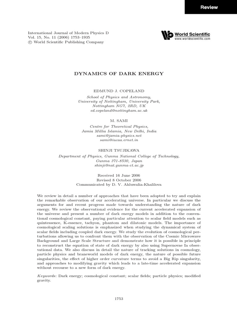 Dynamics of Dark Energy | PDF | Dark Energy | Physical Cosmology Dynamics of Dark Energy | PDF | Dark Energy | Physical Cosmology