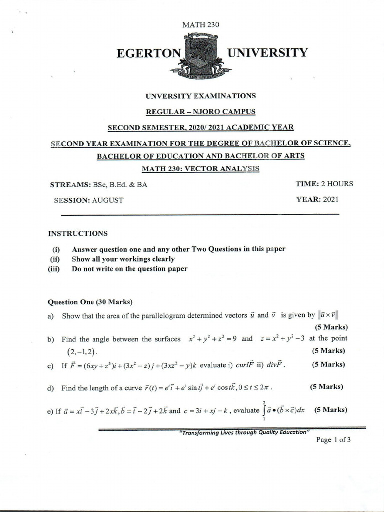 Math 230 August 2021 | PDF
