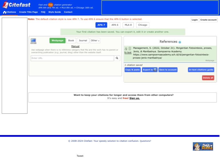 APA7 Citation Generator. Citefast Automatically Formats Citations in ...