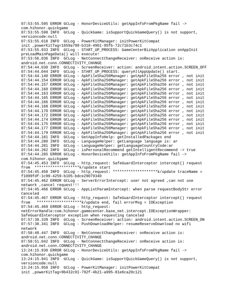 Honor Device Error Log Analysis | PDF | Hypertext Transfer Protocol | Hypertext