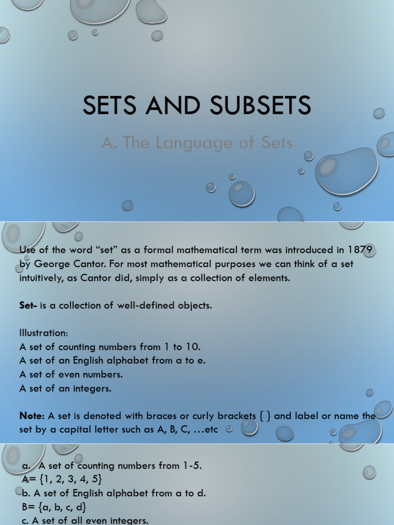 SETS-AND-SUBSETS | PDF | Set (Mathematics) | Bracket