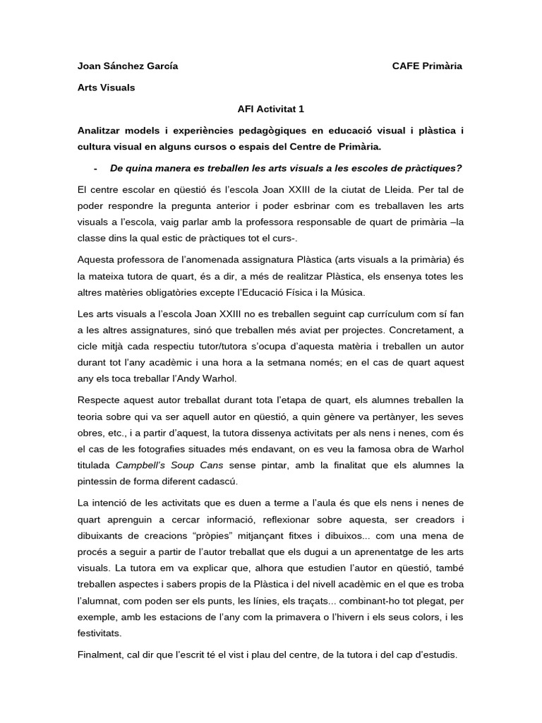 Entrevista Arts Visuals Cole | PDF