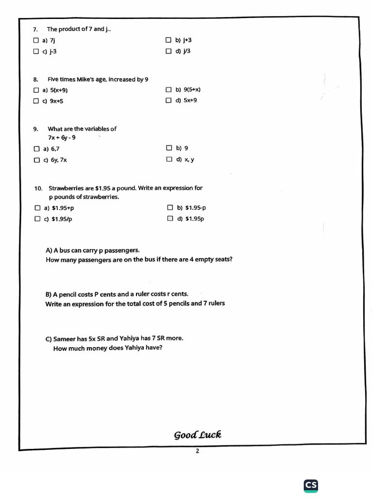 CH 2 Math | PDF