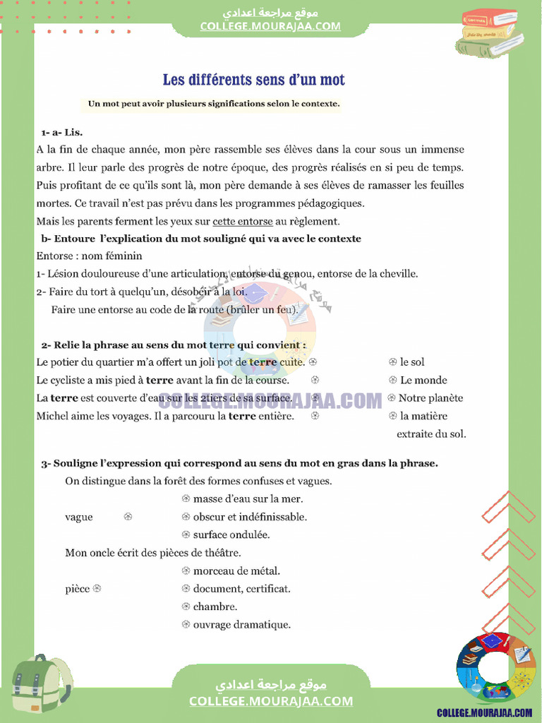 Vocabulaire 6-Les Différents Sens D Un Mot | PDF