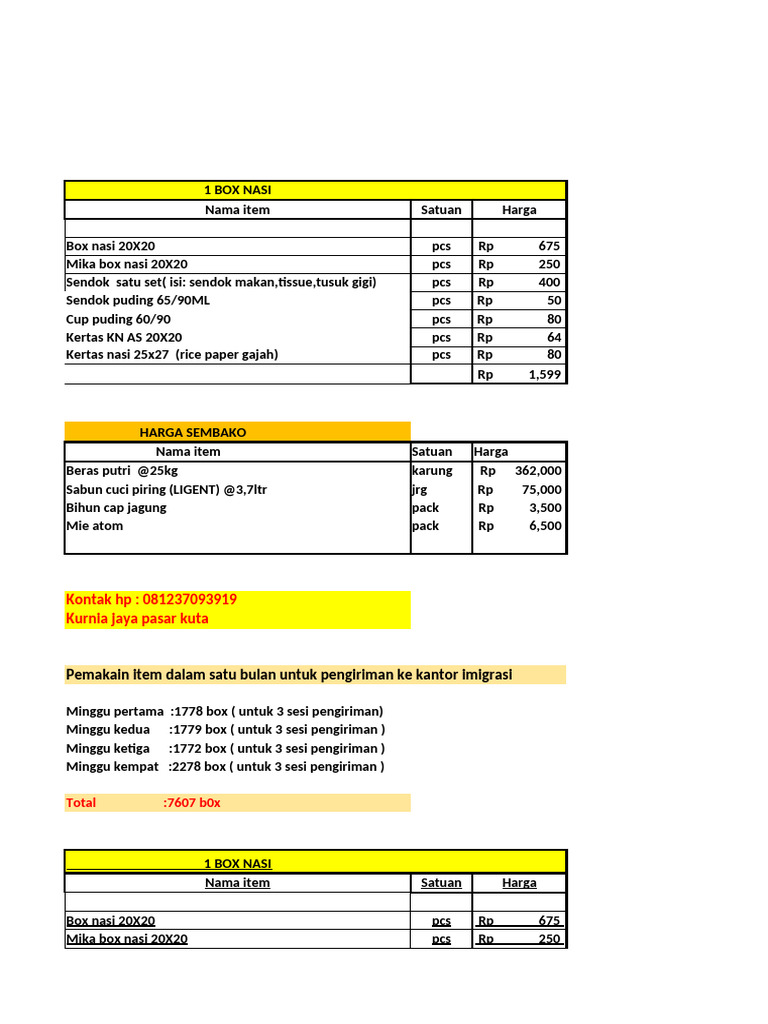 Harga Dalam Satu Box | PDF