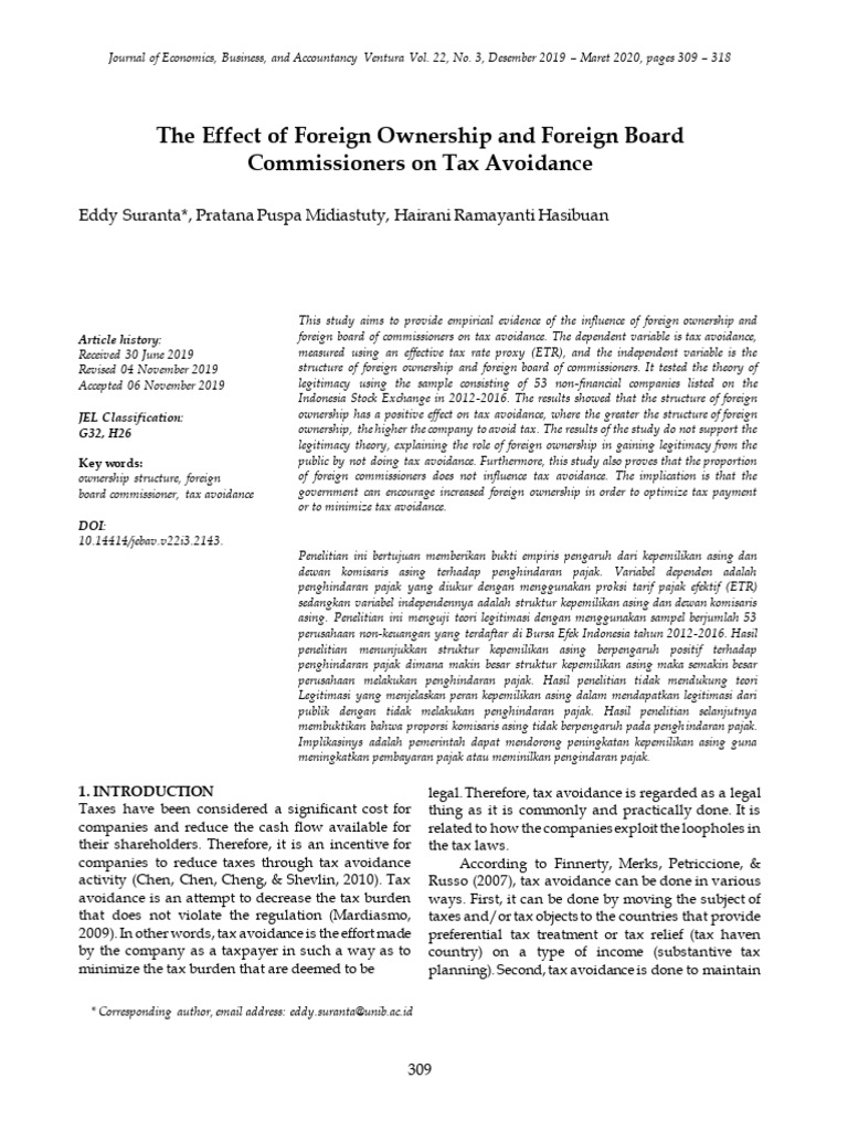 Tax Avoidance Pdf Taxes Income