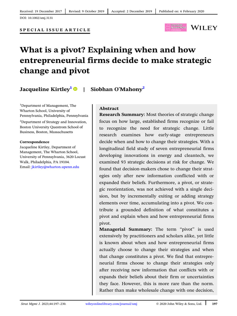 Entrepreneurial Pivot Strategies | PDF | Lean Startup | Entrepreneurship