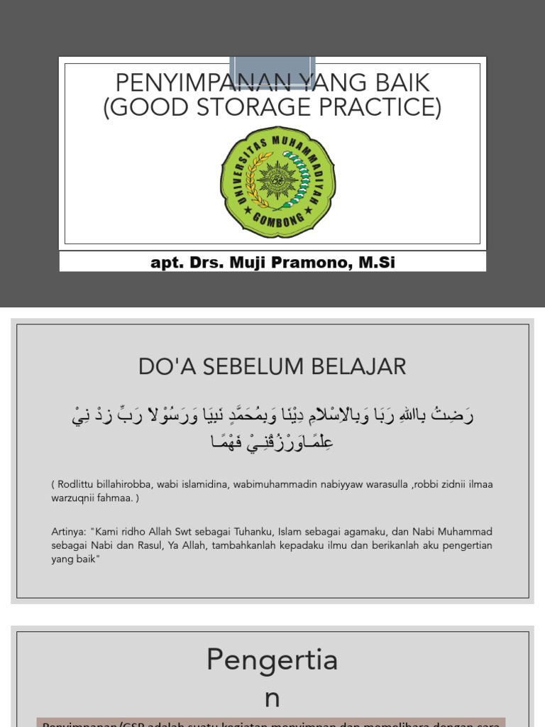 P8 - Penyimpanan Yang Baik (GOOD STORAGE PRACTICE) | PDF | Pengembangan Diri