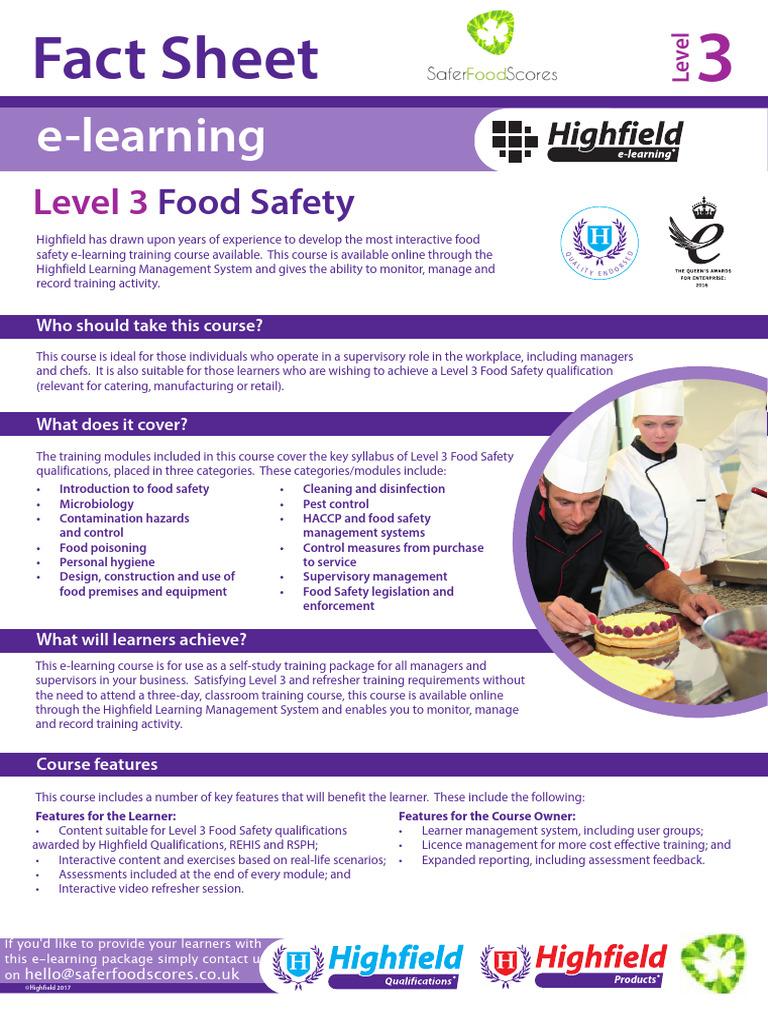 Level 3 Food Safety Fact Sheet 1 | PDF | Food Safety | Educational Technology