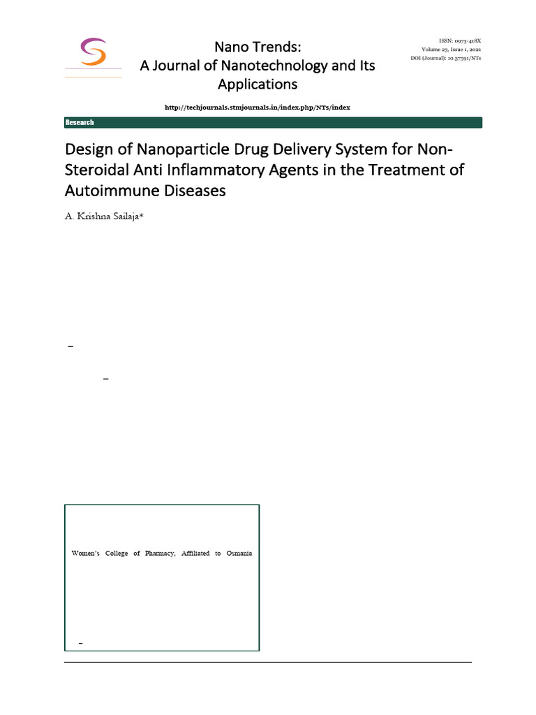 Nanoparticle Drug Delivery for NSAIDs | PDF | Nonsteroidal Anti ...