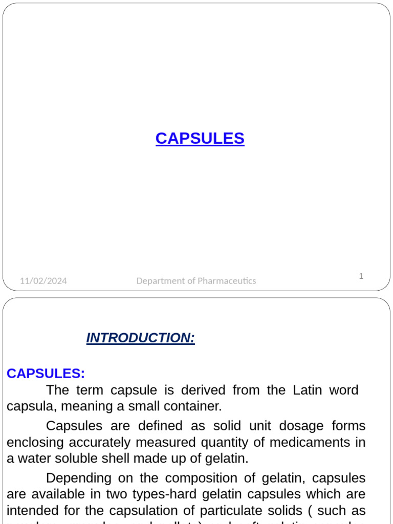 Capsules | PDF | Pharmaceutical Formulation