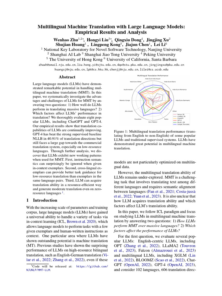 Multilingual Machine Translation With Large Language Models | PDF | Machine Learning | Human ...