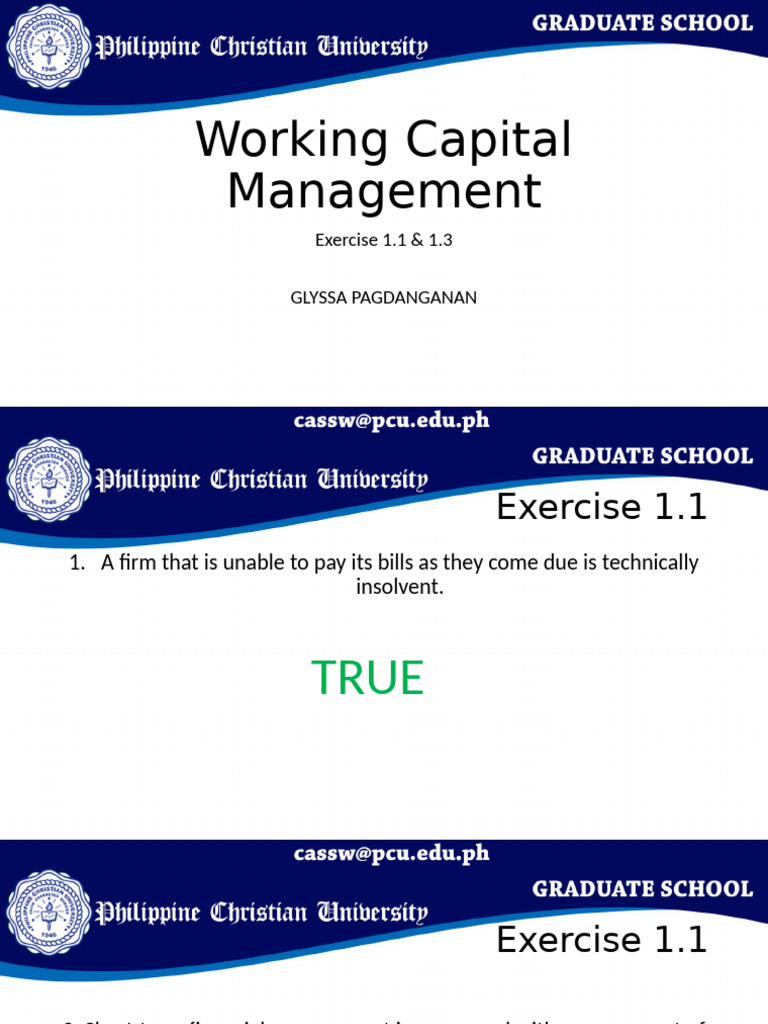 Working Capital Management Exercises | PDF | Inventory | Working Capital