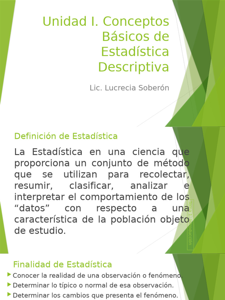 Unidad 1 Introducción | PDF | Estadísticas | Muestreo (Estadísticas)