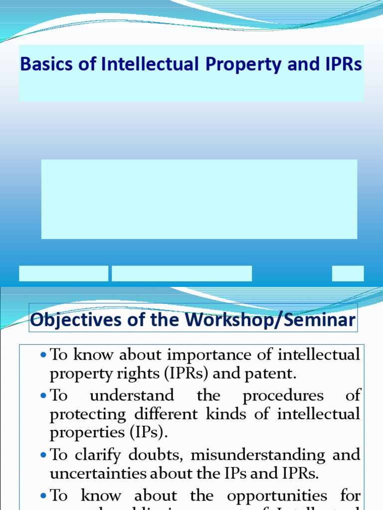 IPR PPT for Seminar -Non-Law | PDF | Intellectual Property | Patent