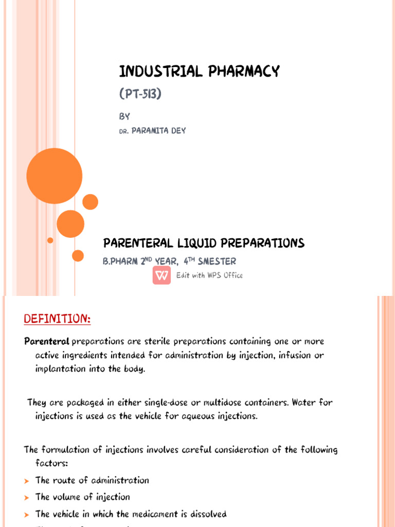 Parenteral Liquid Preparations Guide | PDF | Injection (Medicine) | Natural Rubber