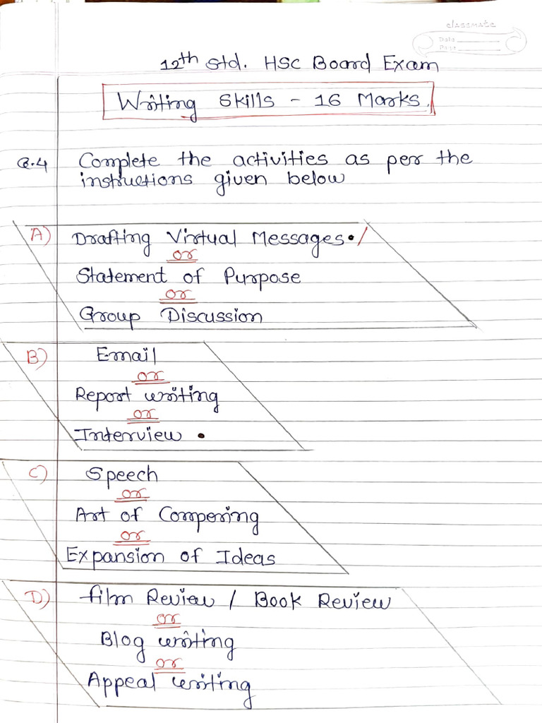 English Writing Section for 16 Marks | PDF