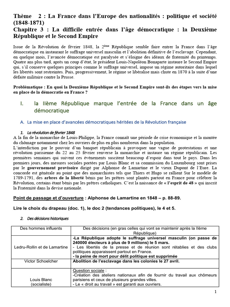 Deuxième République et Second Empire en France | PDF | Démocratie ...