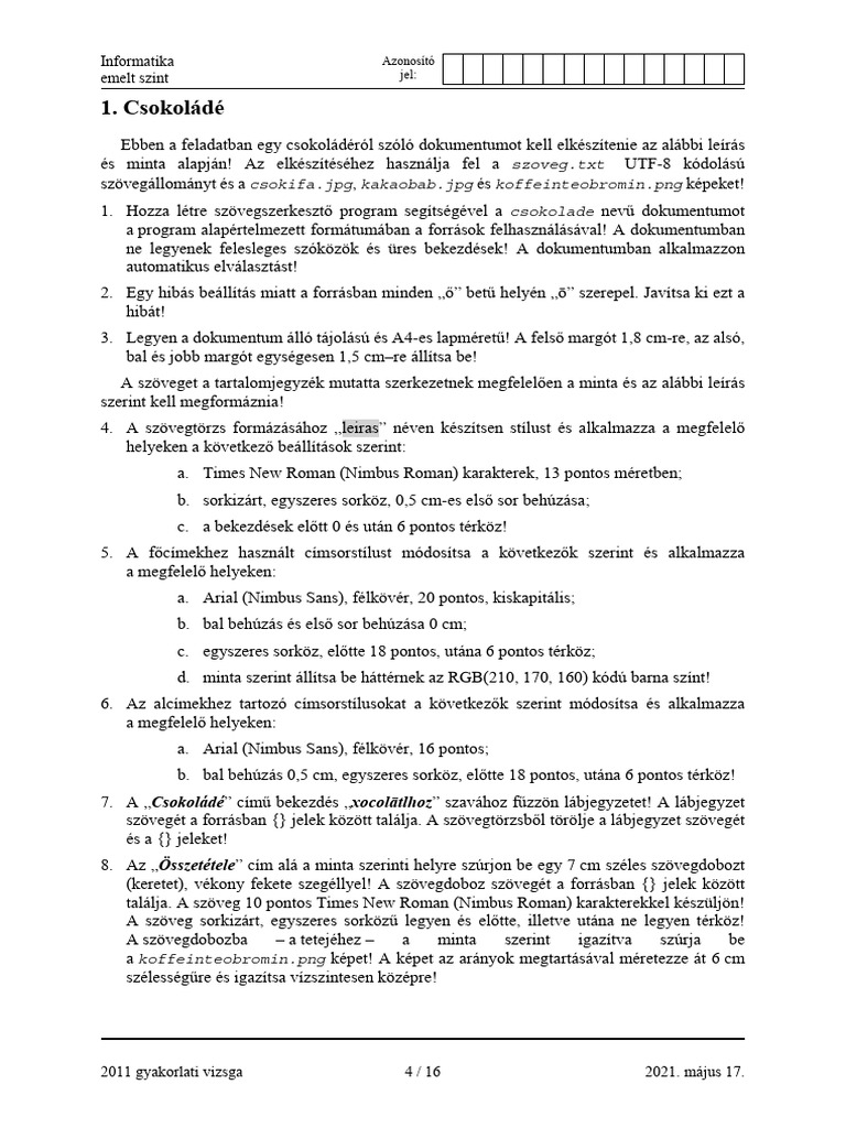 Csokolade Szoveg | PDF