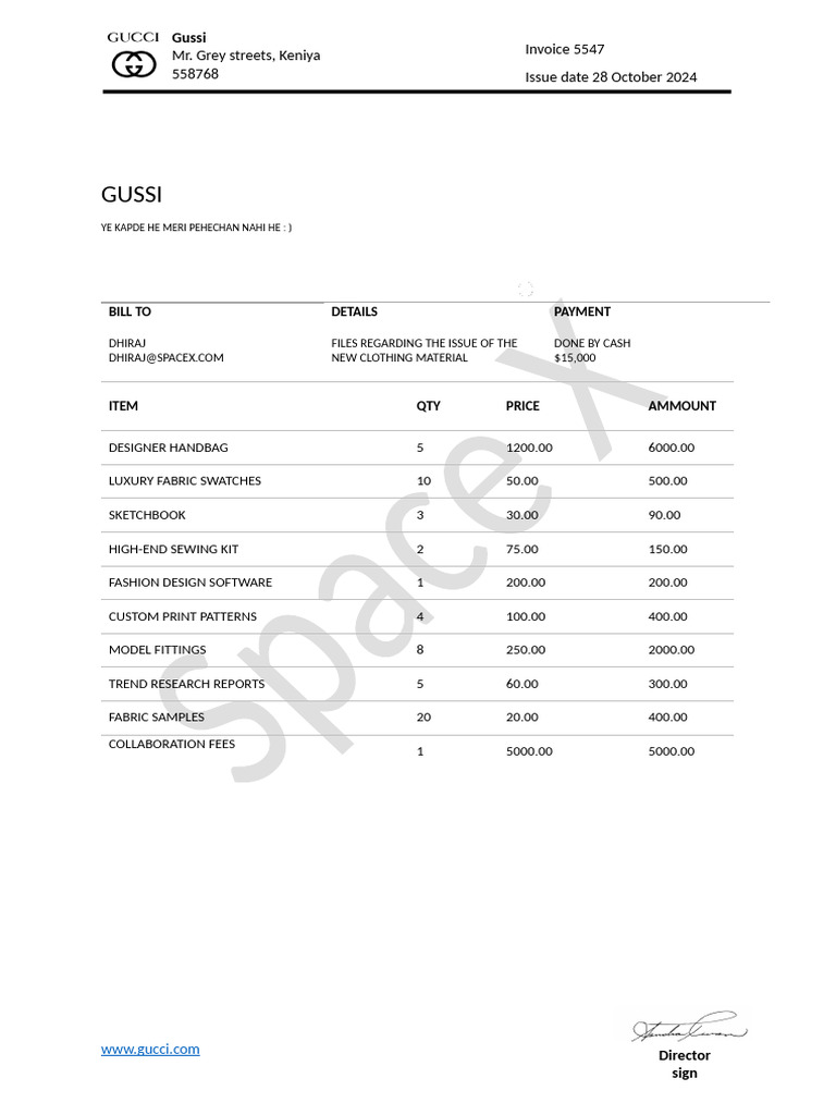 Gucci Invoice | PDF