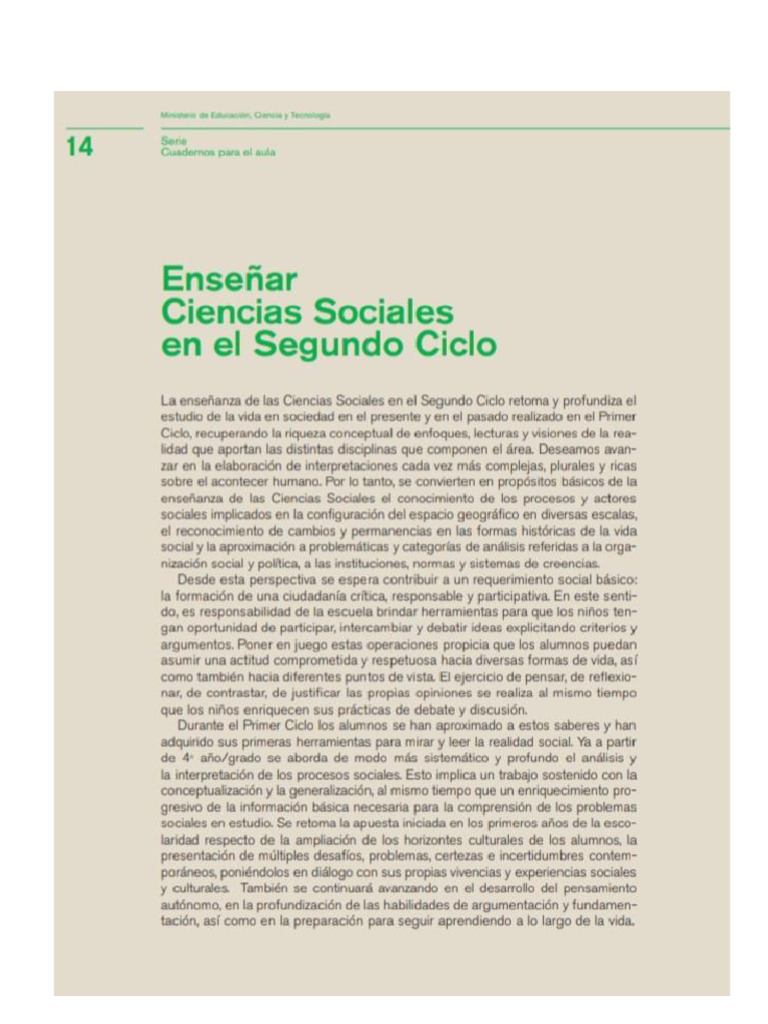Enseñar Ciencias sociales en 2do ciclo | PDF