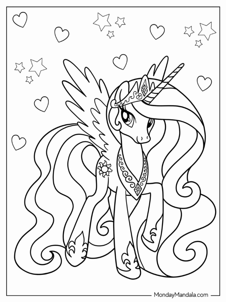 Majestic Princess Celestia Coloring Page | PDF