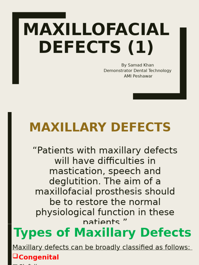 Maxillofacial Defects | PDF | Diseases And Disorders | Medical Specialties