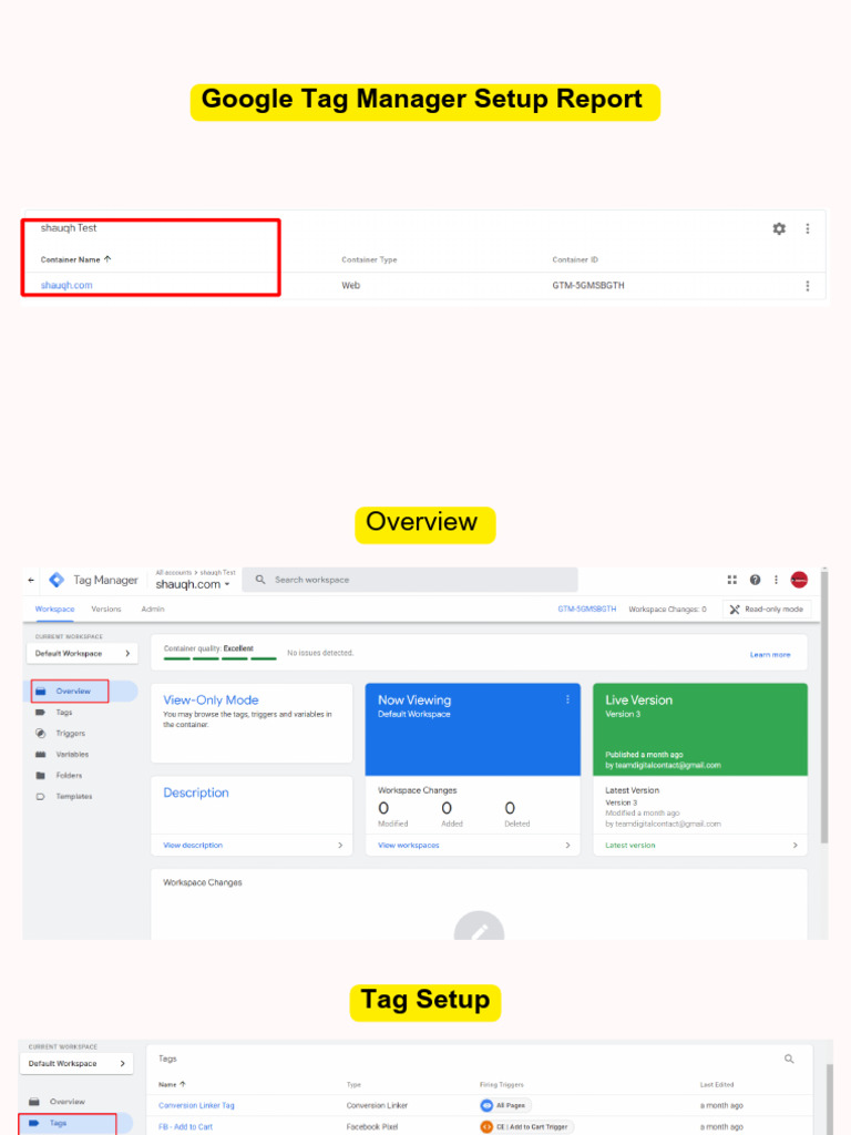 Google Tag Manager Setup Reporting | PDF | Computers