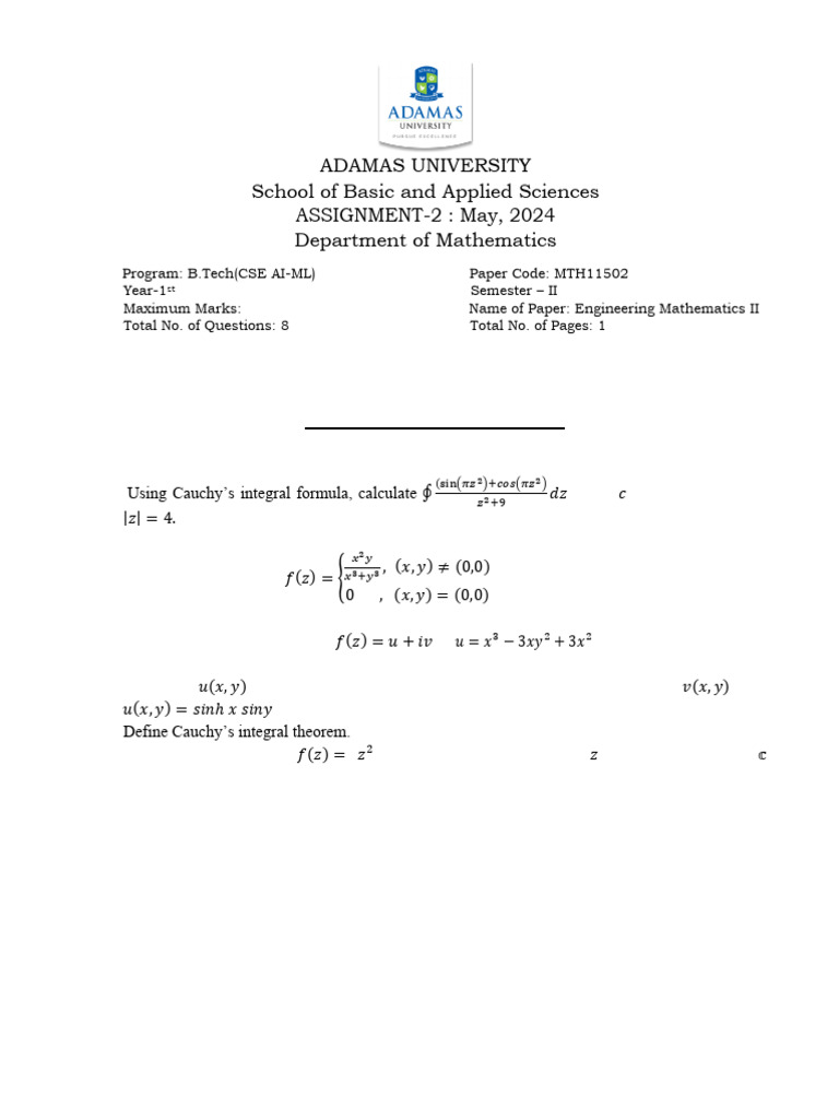 B.Tech CSE AI-ML Math Assignment | PDF | Teaching Methods & Materials