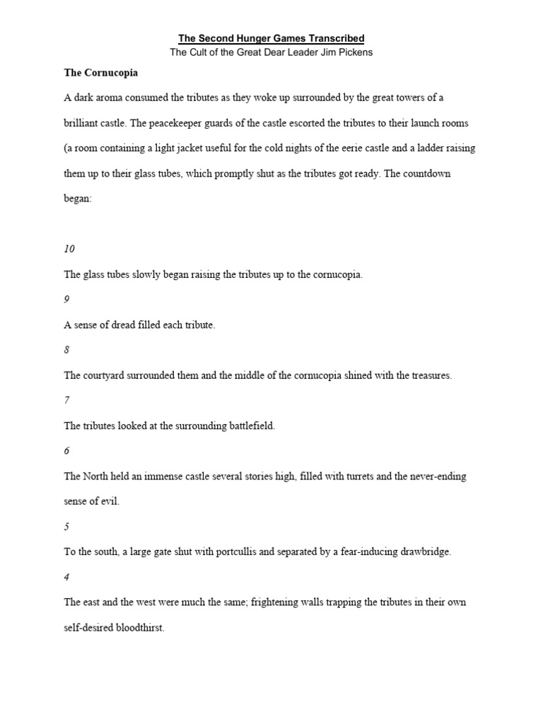 The Third Hunger Games Transcript | PDF