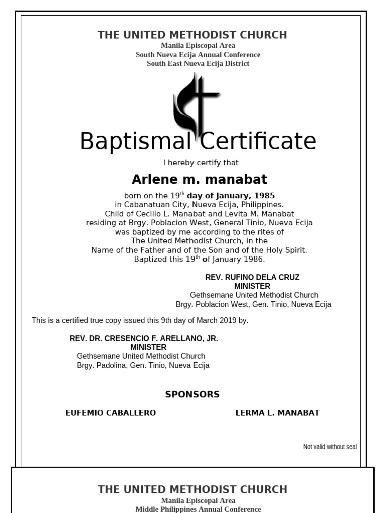 Baptismal 1 | PDF | Baptism | Methodism
