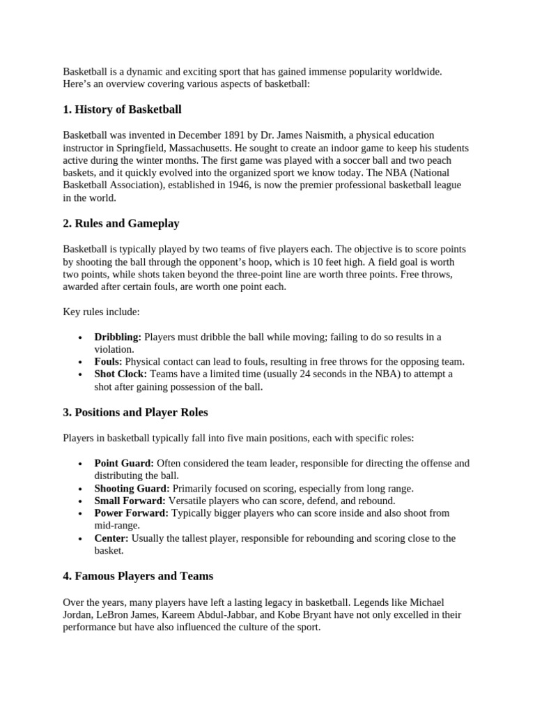 Every Things About Basketball | PDF | Basketball Positions | Ball Games