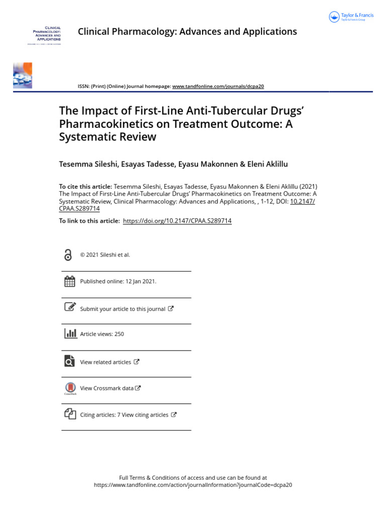 The Impact of First-Line Anti-Tubercular Drugs Pharmacokinetics On ...