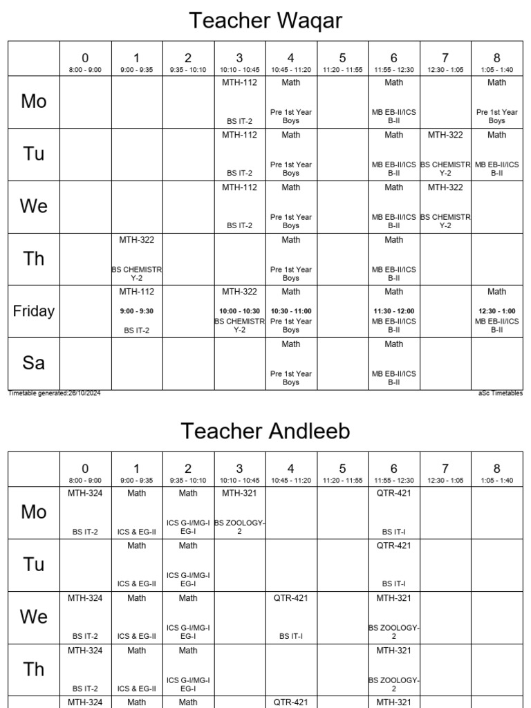 Teacher Timetable 3 | PDF | Natural Sciences | Physical Sciences