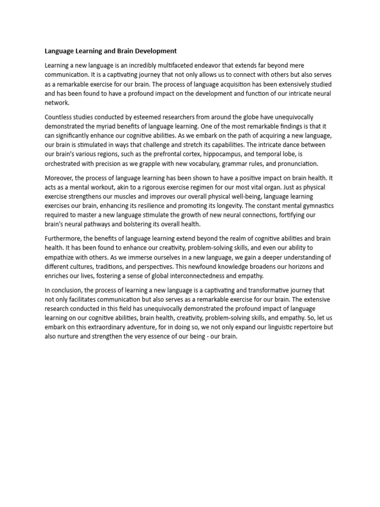 Language Learning and Brain Development | PDF | Language Acquisition | Brain