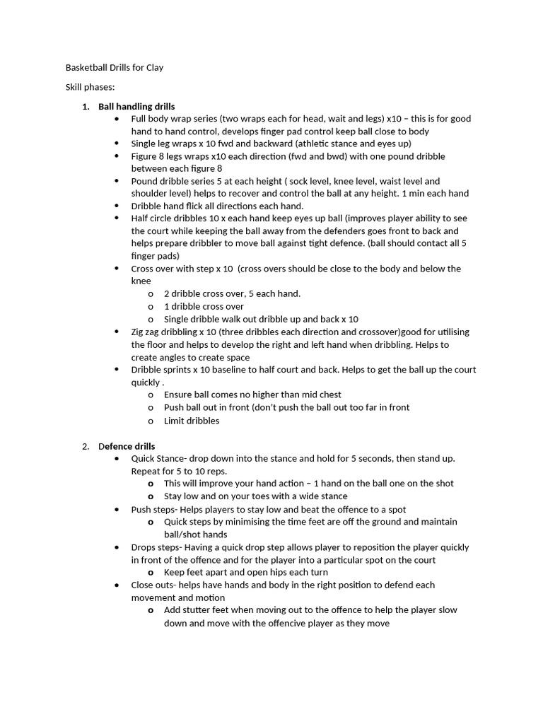 Basketball Skill Drills for Players | PDF | Ball Games | Team Sports