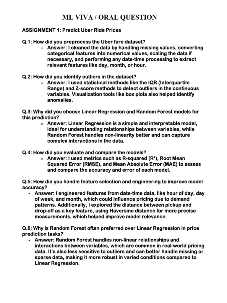 Ml Viva and Oral Question and Answers | PDF | Regression Analysis ...