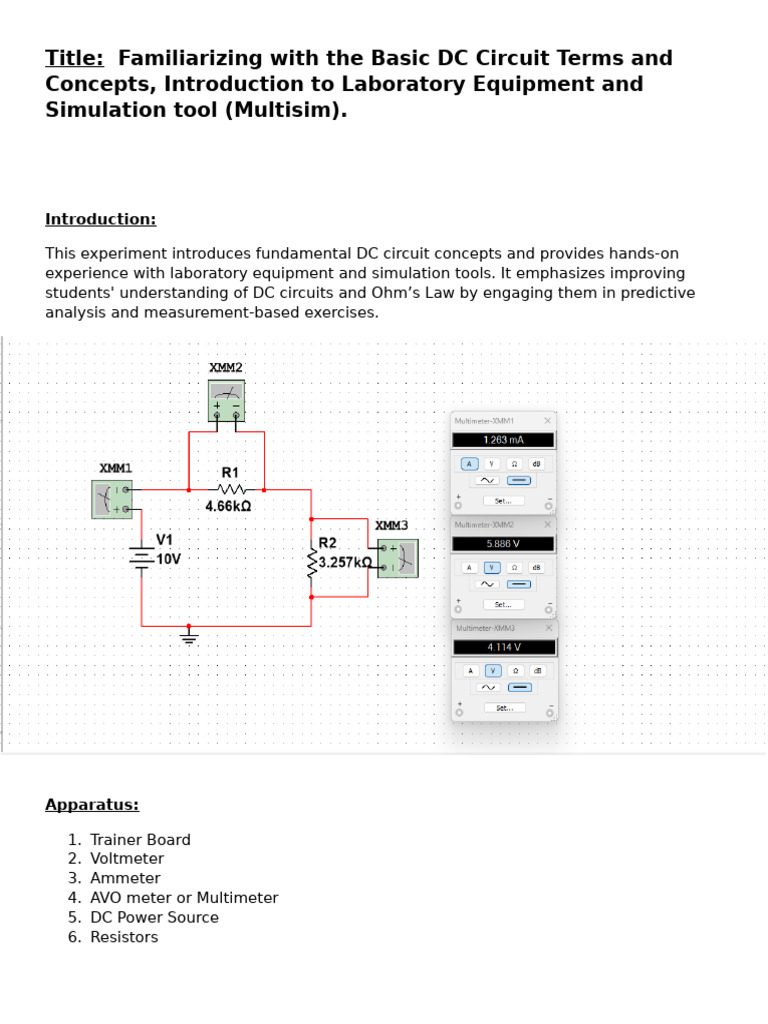 Experiment No 1 Lab Report Pdf Resistor Electrical Network