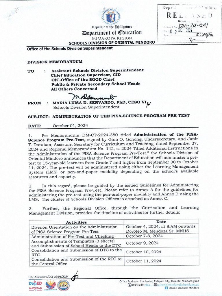 DM-Administration-of-the-PISA-Science-Program-Pre-Test | PDF