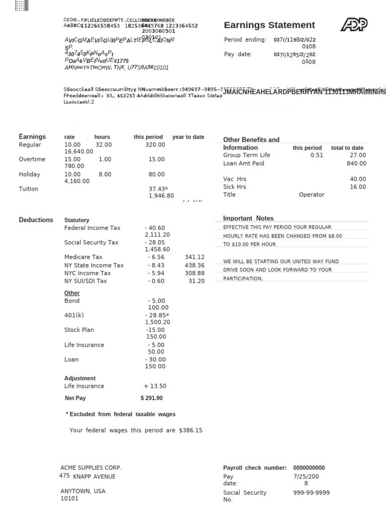 stub | PDF | Social Security (United States) | Taxes