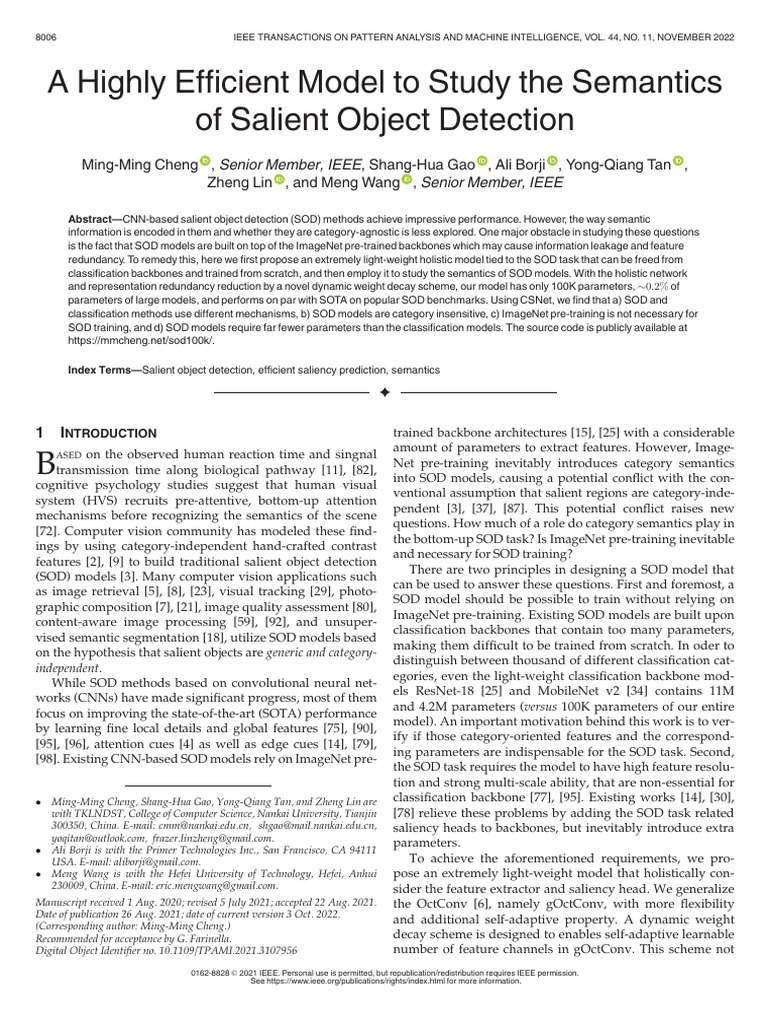 A Highly Efficient Model To Study The Semantics of Salient Object Detection | PDF ...